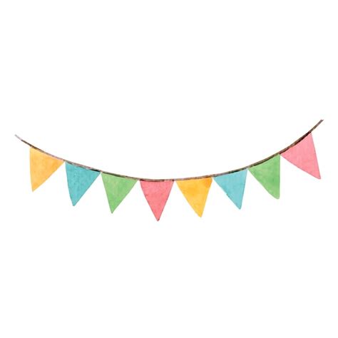 Guirnalda de feliz cumpleaños y banderas decoración de acuarela de