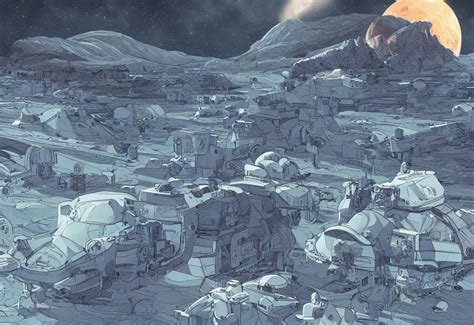 A Beautiful Sci Fi Landscape On The Lunar Surface By Stable