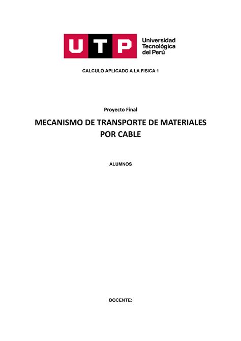 Proyecto Fisica Final CALCULO APLICADO A LA FISICA 2 UTP Studocu