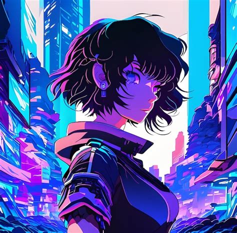Chica anime estética vaporwave Foto Premium