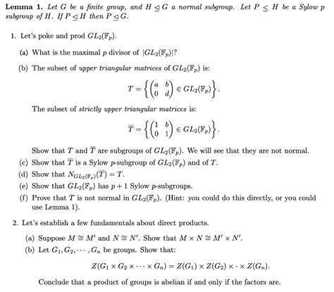 solved lemma 1 let g be a finite group and hg a normal