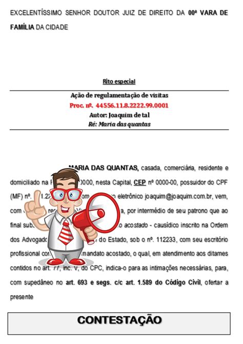 Contestação Modelo Ação de Regulamento De Vistas Novo CPC