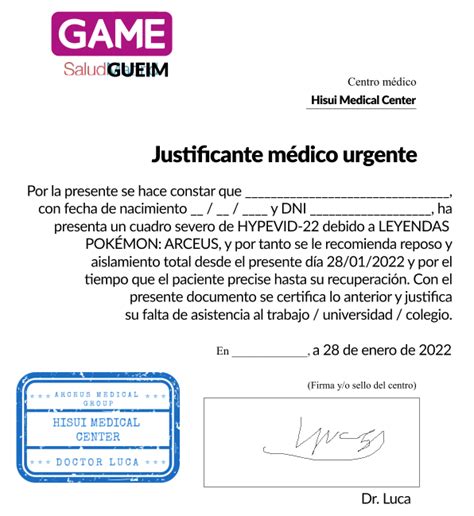 objetivo opción Todavía justificante medico con sello sin cable Tiza ven