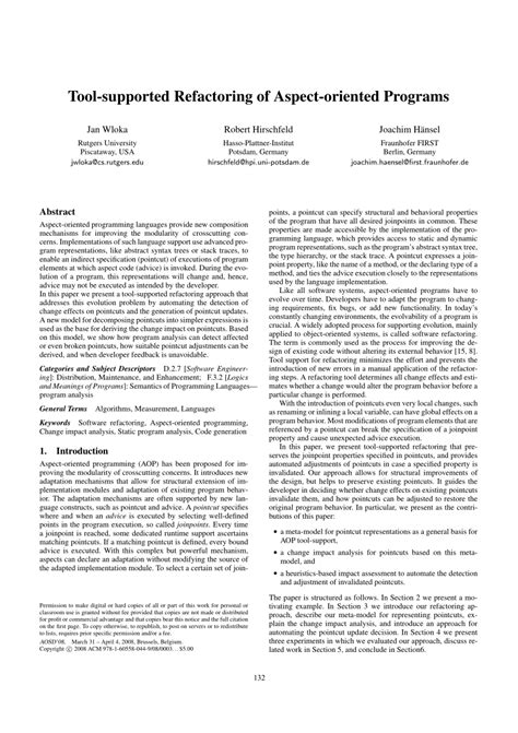 pdf tool supported refactoring of aspect oriented programs