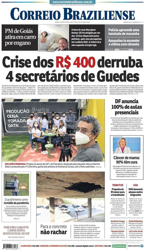 Capa Correio Braziliense Edição Sexta 22 de Outubro de 2021