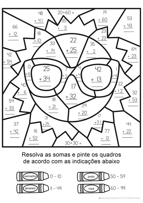 Atividade de Matemática Resolva as somas e pinte os quadros de acordo