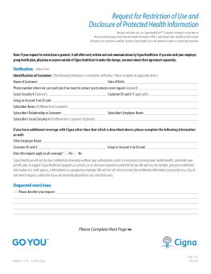Fillable Online Request For Restriction Of Use And Disclosure Of