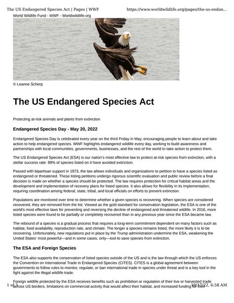 Solution The Us Endangered Species Act Studypool