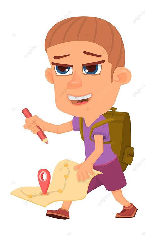 Niño Explorador De Dibujos Animados Usando Fondo De Ocio De Mochila De