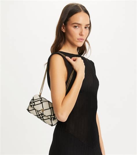 Mini Kira Woven Canvas Flap Bag Women S Designer Crossbody Bags Tory
