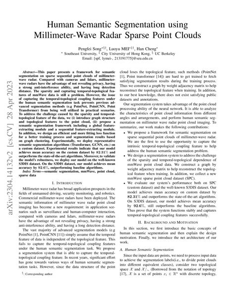 human semantic segmentation using millimeter wave radar sparse point clouds deepai
