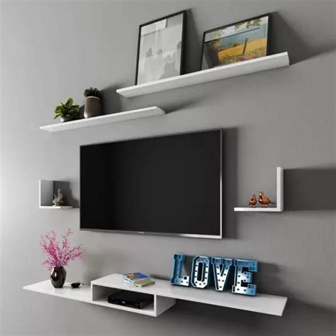 Rack Em Mdf Branco Para Sala Quarto 5 Peças Sem Painel Corre Que Ta