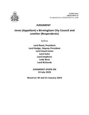 Fillable Online Jones Appellant V Birmingham City Council And Another