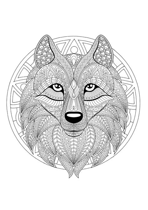 Mandala tete loup 2 Coloriages de Mandalas à imprimer pour adultes