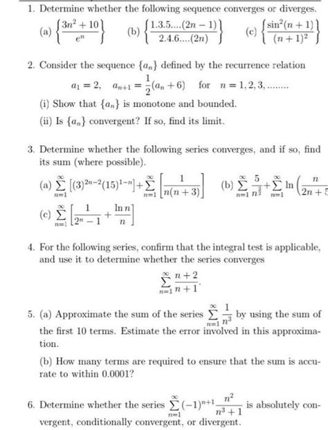 solved 1 determine whether the following sequence converges