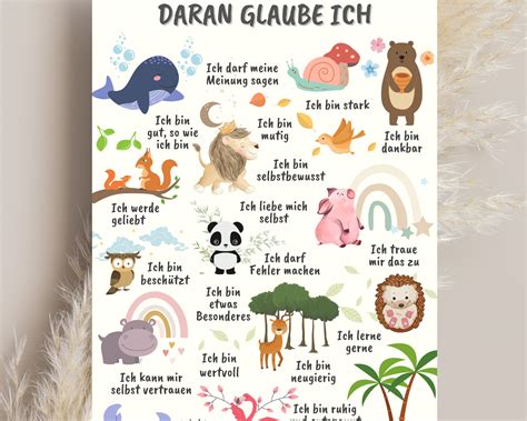 Mutmach Poster Affirmationen für Kinder Dekoration Kinderzimmer