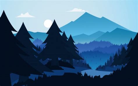 Ilustración vectorial fondo plano del paisaje Vector Premium Free