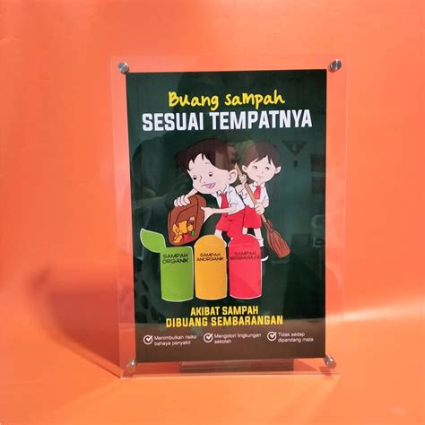Jual Poster Akrilik Sekolah Buang Sampah Sesuai Tempatnya Shopee