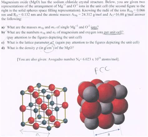 Solved Magnesium Oxide MgO Has The Sodium Chloride Crys Chegg