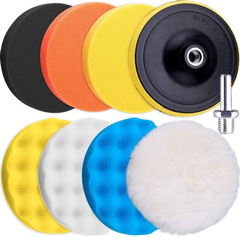 Amazon fr SIQUK 9 Pièces Éponge de Polissage 150mm Polissage Pad Auto