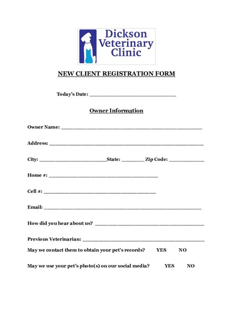Fillable Online NEW CLIENT REGISTRATION FORM Fax Email Print PdfFiller