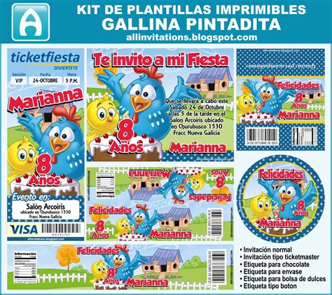 All Invitations Kit Imprimible Gallina Pintadita