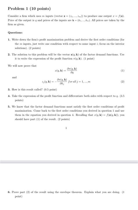 solved problem 1 10 points consider a firm which uses m
