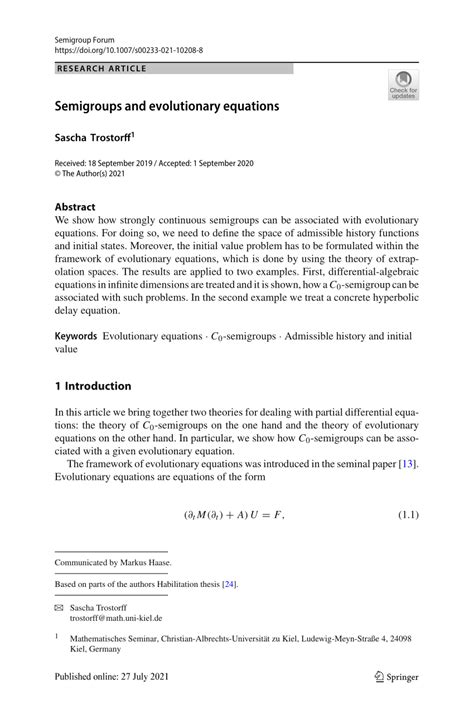 pdf semigroups and evolutionary equations