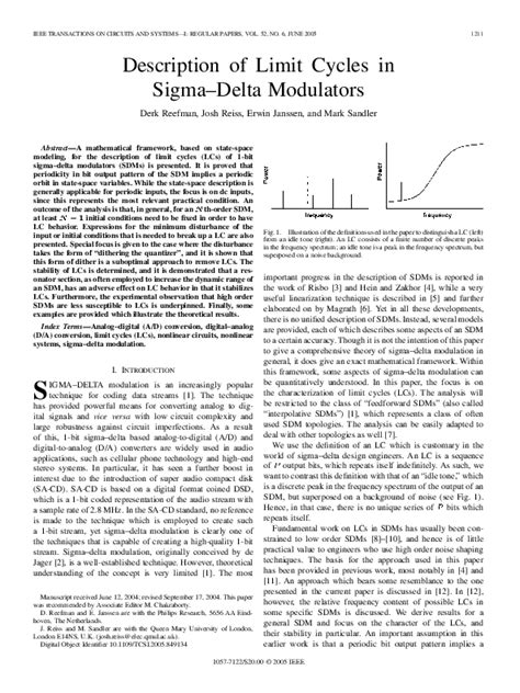 pdf description of limit cycles in sigma delta modulators mark sandler