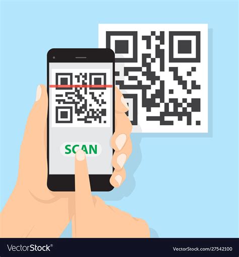 Hand With Phone Scanning Qr Code Flat Style Icon Vector Image