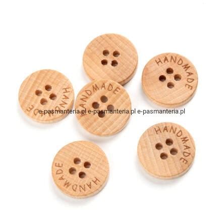 Guzik Drewniany Z Napisem Handmade R Mm E Pasmanteria Pl