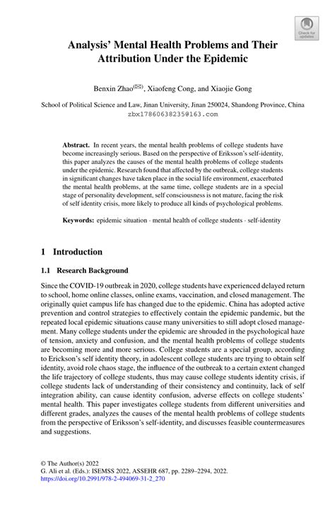 pdf analysis mental health problems and their attribution under the epidemic