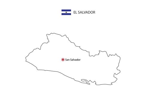 dibujar a mano el vector de línea negra delgada del mapa de el salvador