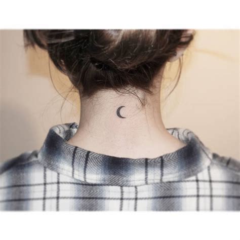 Crescent Moon Tattoo Done On The Back Of The Neck