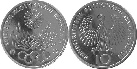 Deutschland BRD Germany 10 DM 1972 F XX Olympische Sommerspiele