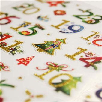 Stickers Calendrier de l Avent Chiffres à paillettes dorées Global