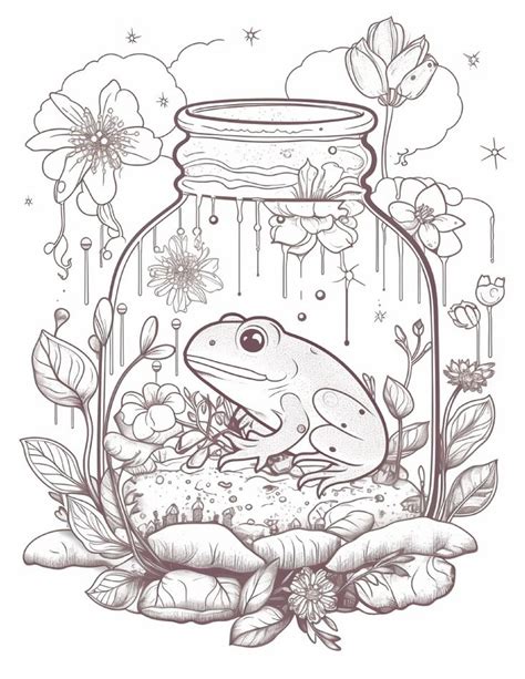 Life Inside Jar Printable Coloring Pages For Adults Grayscale Colo