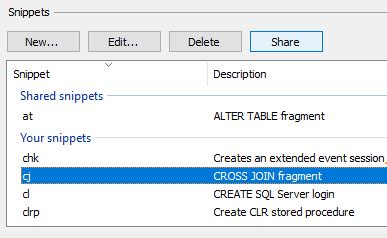 Sharing Snippets SQL Prompt 10 Product Documentation