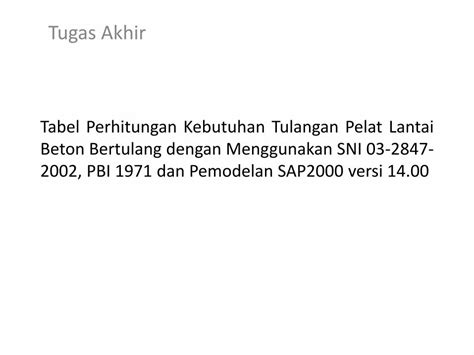 PDF Tabel Perhitungan Kebutuhan Tulangan Pelat Lantai Beton PDF