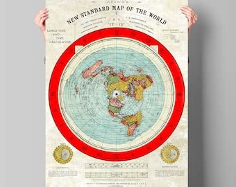 Ancient Flat Earth Map Poster Urbano Monte 1587 Antique Map Old Map