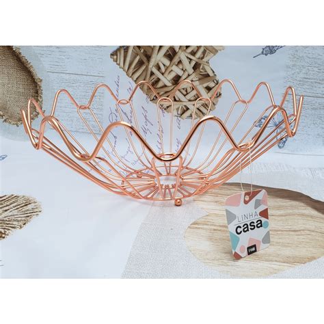 Fruteira De Mesa Aramado Redonda Rose Gold Cod 96369 Shopee Brasil