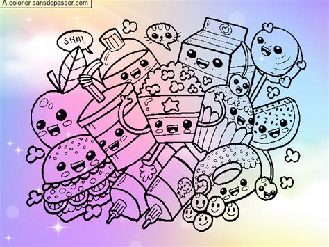 Coloriage Aliments Kawaii Sans D Passer