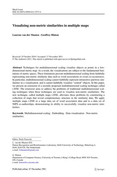 pdf visualizing non metric similarities in multiple mapsfritz absps multimaps pdf