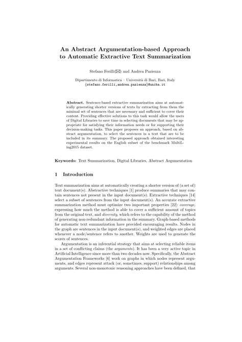 pdf an abstract argumentation based approach to automatic extractive text summarization