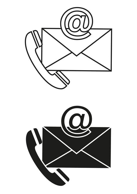 Black And White Contact Support Icon Flat Design Vector Email And