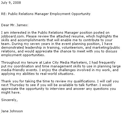 Sample Cover Letter With Attached Resume