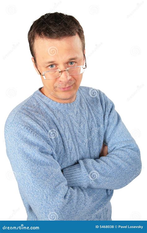 Man In Blue Sweater And Glasses Stock Photo Image Of Business