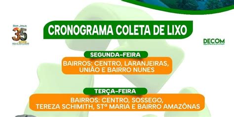 Cronograma Coleta De Lixo Prefeitura Municipal De Bom Jesus Do