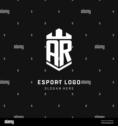 AR Monogram Logo Initial With Crown And Shield Guard Shape Style Vector