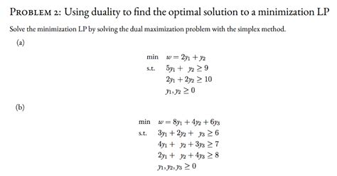 using duality to find the optimal solution to a